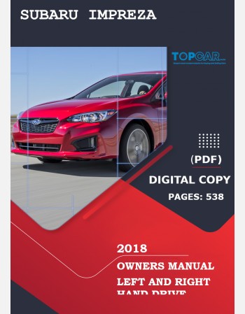 SUBARU IMPREZA 2018 OWNERS MANUAL IN ENGLISH RHD LHD