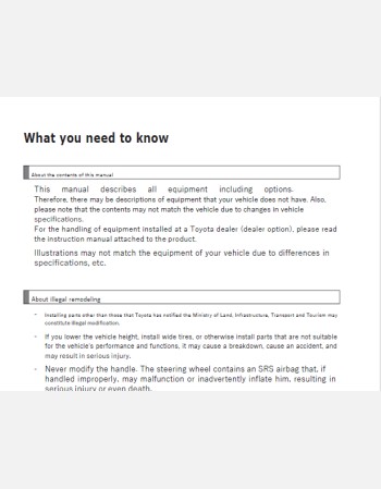 TOYOTA RACTIS 2014-2016 OWNERS MANUAL IN ENGLISH